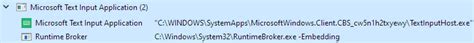 Is The Microsoft Text Input Application Supposed To Have A Runtime Broker Attached To It Now