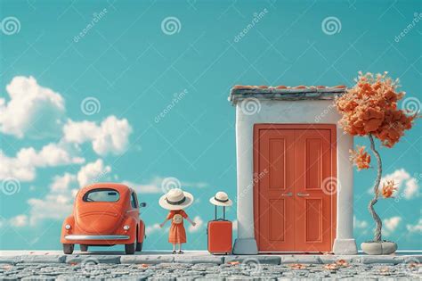 A Young Person Looks To Horizon In A Small Town By The Sea Stock Illustration Illustration Of