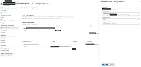 adding a private dns configuration to a private endpoint via powershell