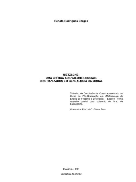 Nietzsche Uma Critica Dos Valores Sociais Cristianizados Pdf