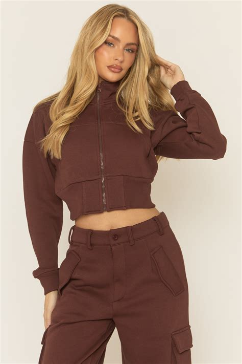 Chocolate Cropped Cargo Lounge Co Ord Set Co Ords Rebellious Fashion