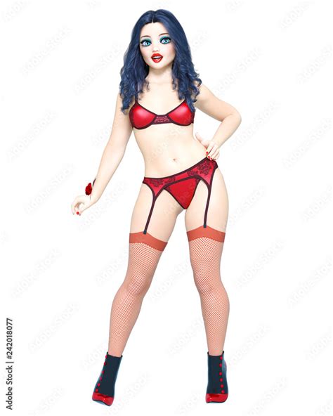 3d Sexy Burlesque Girl Doll Big Blue Eyes Bright Makeup Woman Cabaret