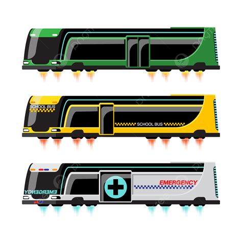 현대적인 스타일의 모형 하이테크 버스 세트 비상 사태 학교 하이테크 Png 일러스트 및 벡터 에 대한 무료 다운로드 Pngtree