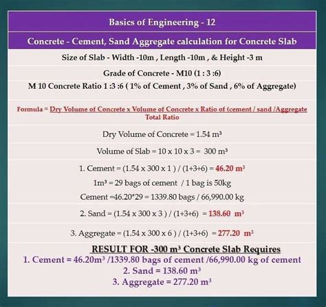 Concrete Cement Sand Aggregate Calculation Rcivilengineeringqs