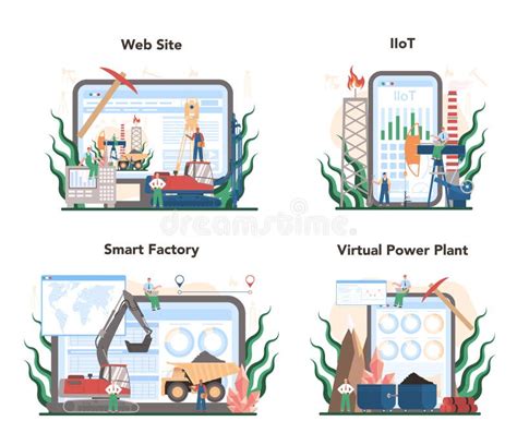 Mining Concept Online Service Or Platform Set Mineral And Natural Stock Vector Illustration