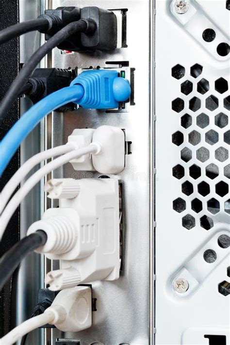 Back Panel Connectors Of The Computer Motherboard Stock Photo Image Of Rear Background