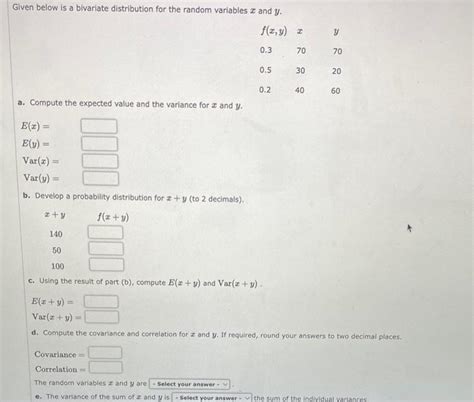 Solved Given Below Is A Bivariate Distribution For The