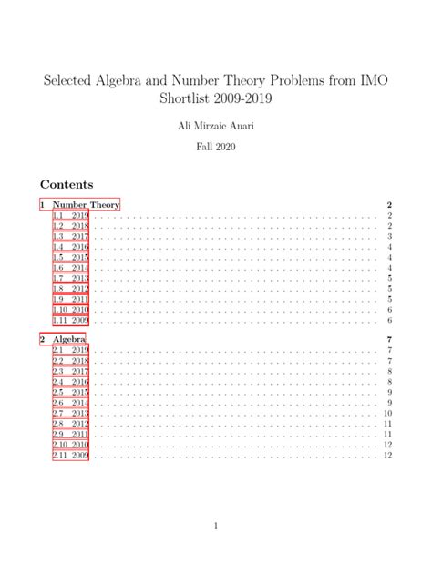 Selected Algebra And Number Theory Problems From Imo Shortlist Pdf