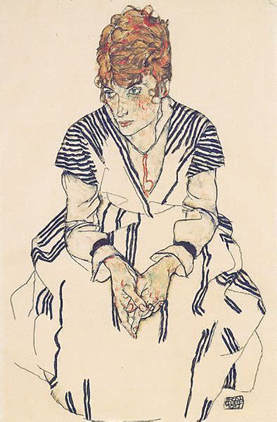 Adele Harms 1917 Black Chalk And Gouache Egon Schiele Marinas Muses