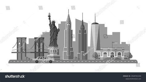 New York Landmarks Usa Capital Skyline Stock Vector Royalty Free