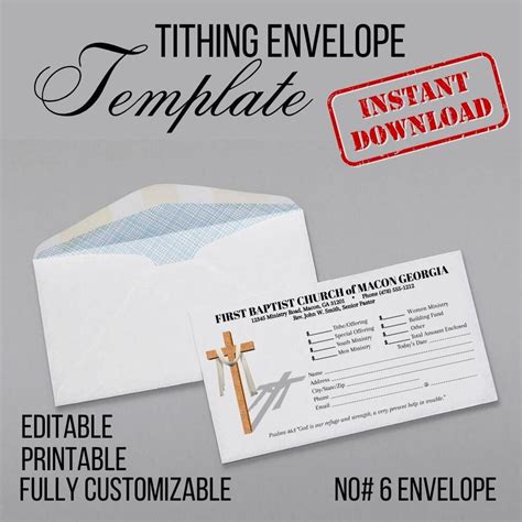 Church Tithe Envelope Template Customizable Printable Digital Download Etsy