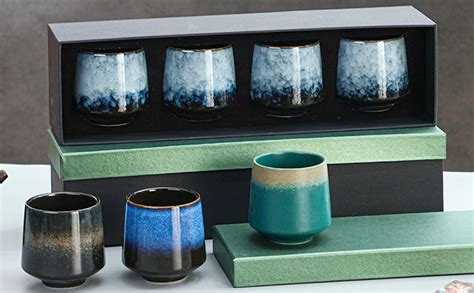 Hoopzoza 4 Set Espresso Coffee Cup 8 Oz Handmade Tea Cup