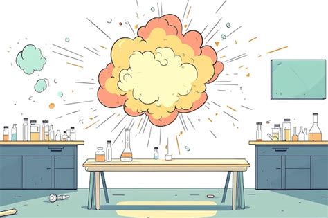 Cartoon Illustration Of A Chemistry Lab Explosion Premium Ai Generated Image