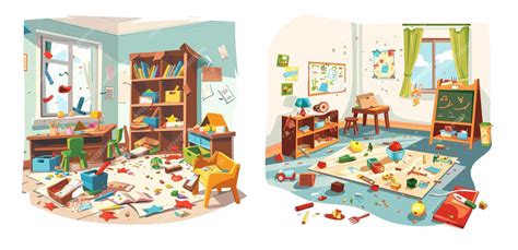 Premium Vector A Messy Kindergarten Classroom Cartoon Background