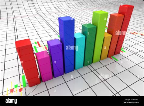 Colorful 3d Block Chart Graph High Resolution Render With Candlesticks Chart Background Stock