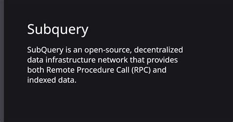 Subquery Polkadot Ecosystem
