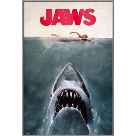 Jaws Framed Movie Poster Regular Style Key Art Size 24 X 36