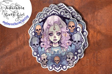 Adorable Goth Girl Sticker Cute Goth Girl Pastel Sticker Laminated