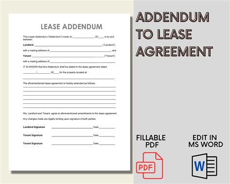 Addendum To Lease Agreement Template