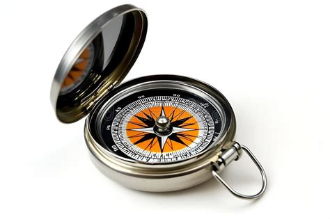 A Classic Compass With An Orange And Black Face Ready For Exploration