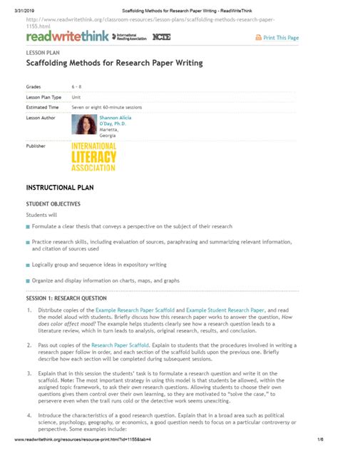 Scaffolding Methods For Research Paper Writing Lessons Pdf Qualitative Research