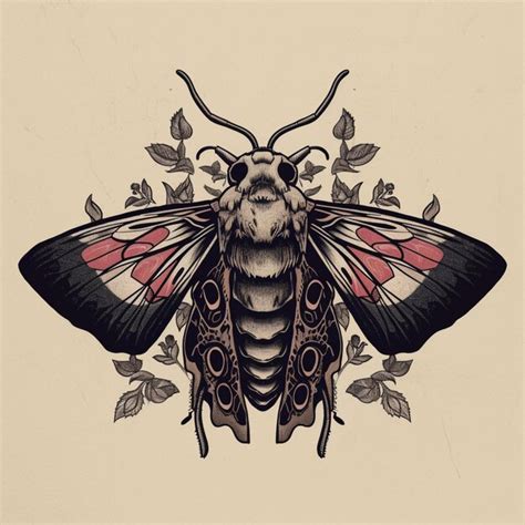 Premium Photo There Is A Moth With A Red And Black Pattern On It Generative Ai