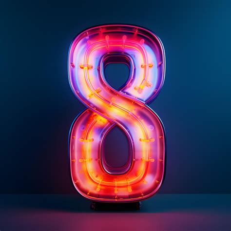 Premium Ai Image Colorful Number 8 In Neon