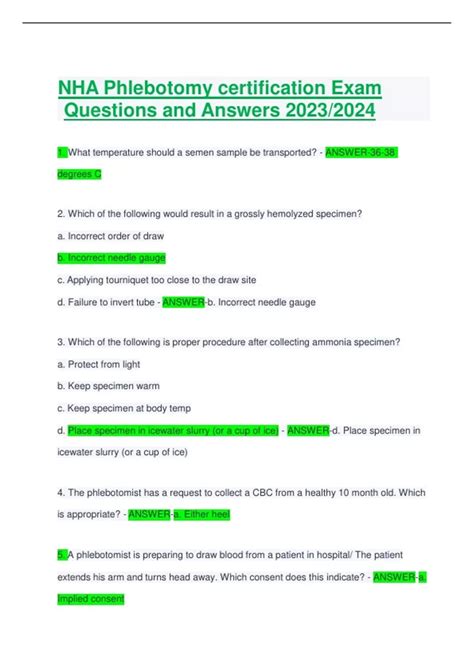 Complete Nha Phlebotomy Certification Exam Nha Phlebotomy Practice Exam Phlebotomy Practice