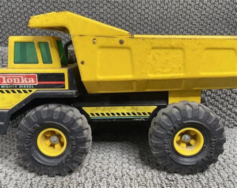 Vintage Tonka Mighty Diesel Dump Truck Yellow Pressed Steel Xmb 975