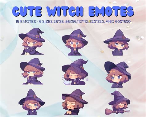 Cute Witch Emote Pack Streaming Platform Asset Twitch Discord Youtube
