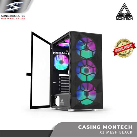Jual Casing Pc Gaming Montech X3 Mesh Black Shopee Indonesia