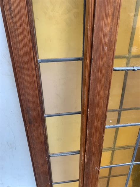 Detail Of Leadlight Panels Rectangles Alternating Yellow And Pale