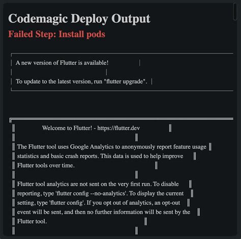 Failed Step Codemagic Deploy Output Install Pods
