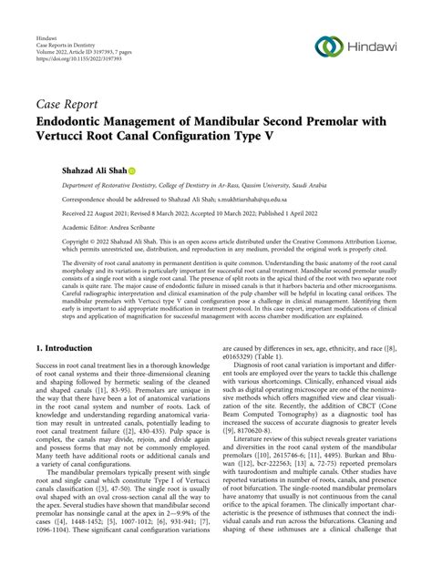 Pdf Endodontic Management Of Mandibular Second Premolar With Vertucci Root Canal Configuration