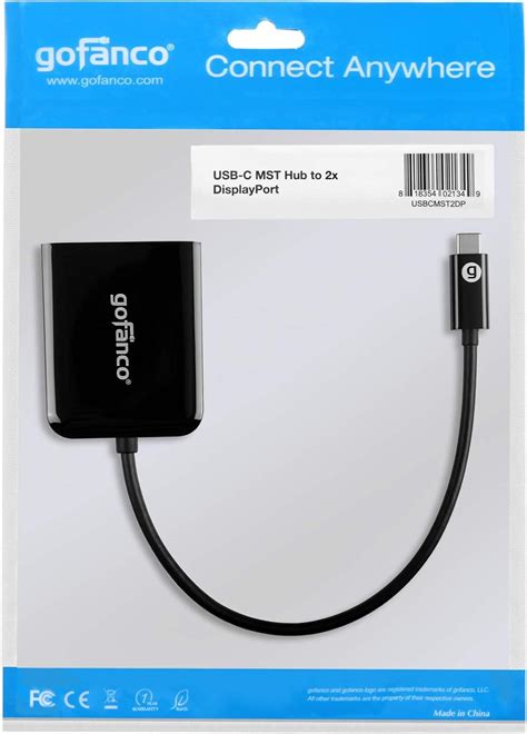 Gofanco Usb C To Dual 4k Displayport Mst Adapter 4k 30hz Usb Type C To