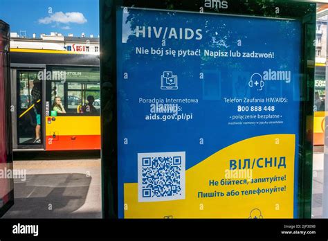 Warsaw Poland Detail Hiv Aids Testing Center Advertisement Poster On Street Hiv Screening