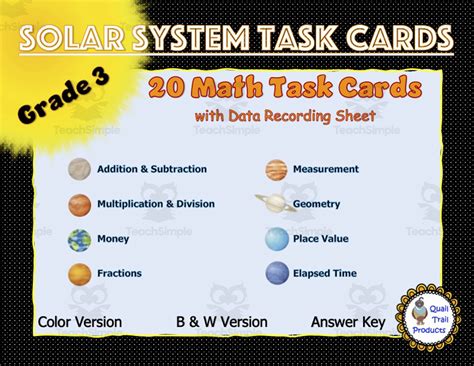 Grade 3 Solar System Math Task Cards By Teach Simple