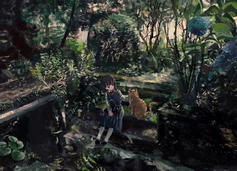 Girl Meets Cat [original] R Moescape