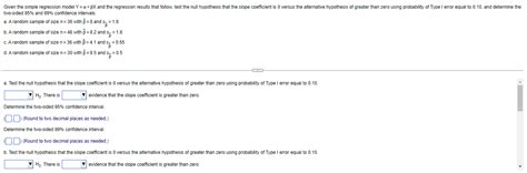 solved given the simple regression model y a bx and the
