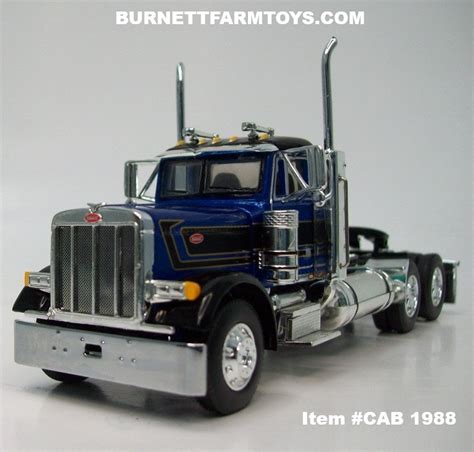 Item Cab 1988 Blue Metallic Black Gold Outline Peterbilt 379 Day Cab