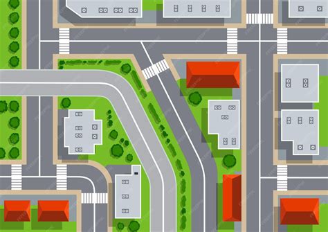 Premium Vector Top View Of Urban City Crossroads With Streets Roads