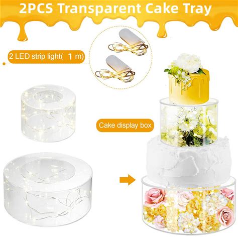 Jual 2pcs Acrylic Cake Stand Fillable Cake Risers Clear Cake Tier