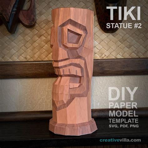 Tiki Statue 2 Diy Polygonal Paper Art Model Template Paper Craft
