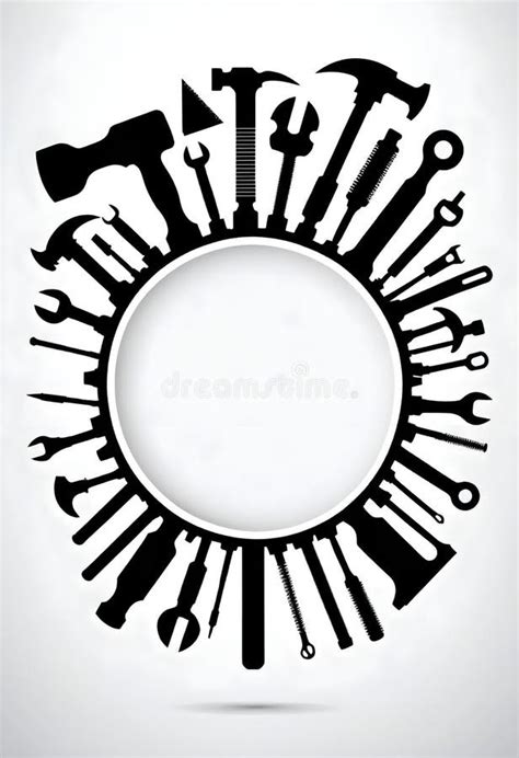 A Circle With Variety Construction Tools Arround It Stock Vector