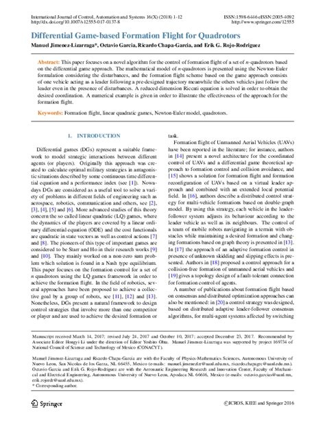 Pdf Differential Game Based Formation Flight For Quadrotors