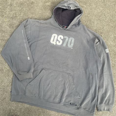 2000s Quicksilver Faded Silver Surf Wear Hoodie Depop