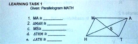 Solved Learning Task 1given Parallelogram Math Learning Task 1 Given Parallelogram Math