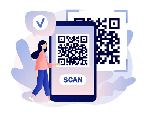 Qr Code Scanning Concept Tiny Girl Scan Code Using Smartphone Modern