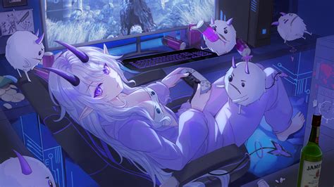 Powdur Vtuber Playing Video Games 4k Wallpaper Pixiewall
