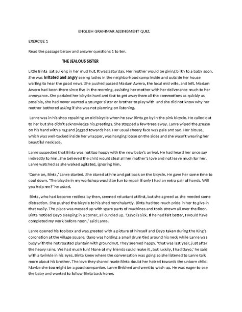 English Grammar Assingment Quiz English Grammar Assingment Quiz